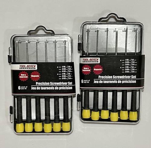 2 Pack Tool Bench Hardware Precision Screwdrivers Set, 6 Piece With ...