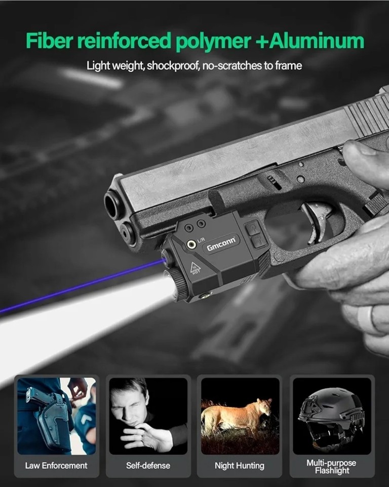 Gmconn 800 Lumen Pistol Light Blue Laser Combo, Tactical Flashlight | eBay