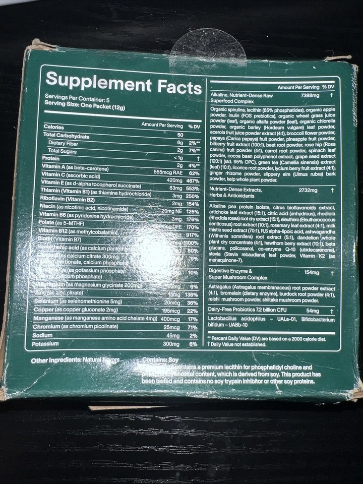 AG1 Athletic Greens - 5 Single Serving Powder Supplement Travel Packets ...