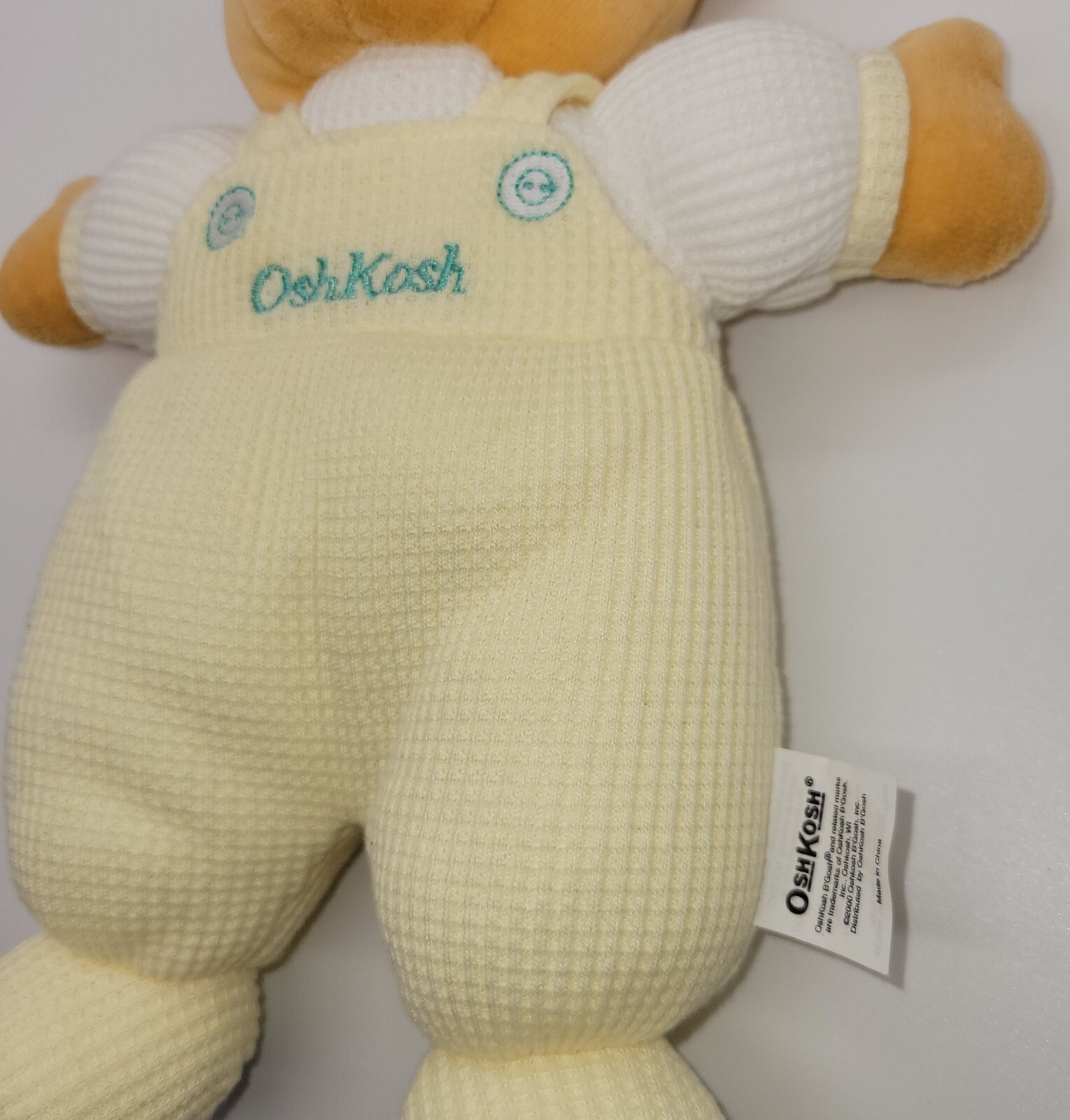 Oshkosh B'gosh Yellow Bear Waffle Weave Thermal Teddy Baby Rattle Plush ...