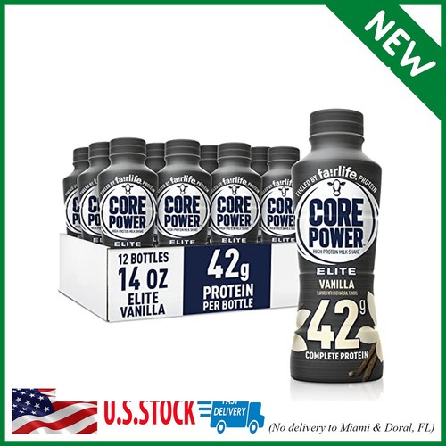 Core Power Elite High Protein Shake, Vanilla, 42g Bottle, 14oz, 12 Pack ...