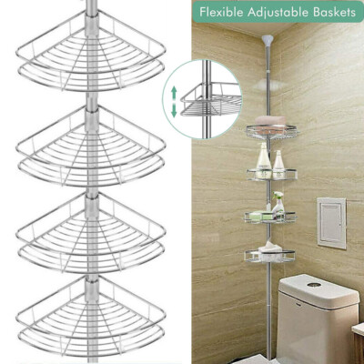 4 Tier Telescopic Bathroom Wall Corner Shelf Rack Shower Caddy Storage ...