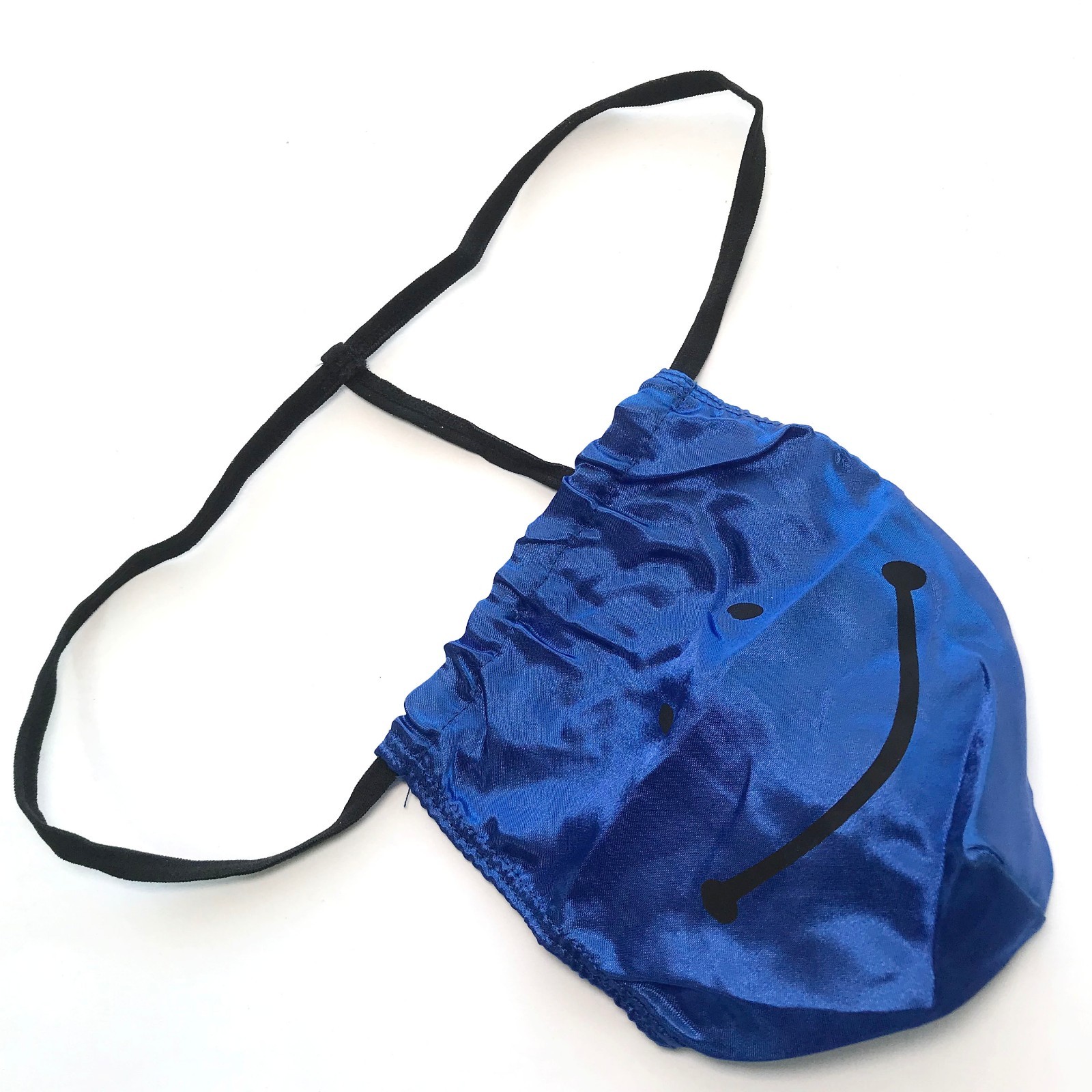 G712 SEXY MEN STRING POSING POUCH Thong Polyester Satin Smiling Face ...