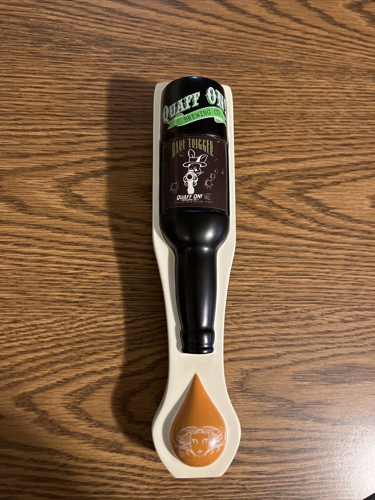 QUAFF ON! BEWING COMPANY Beer Bar Tap Handle USA Hare Trigger | eBay