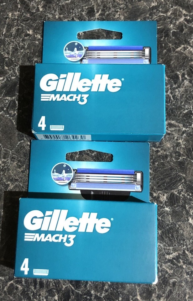 Gillette Mach 3 Manual Razor Blades X2 4 Packs Brand New Sealed ...