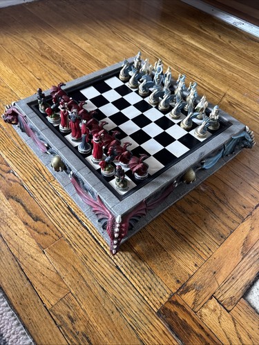 Fantasy Dragons & Wizards Medieval Chess Set Vintage Complete Some ...