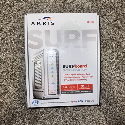 ARRIS SURFboard SB6190 DOCSIS 3.0 32 x 8 Gigabit Cable Modem White NEW ...