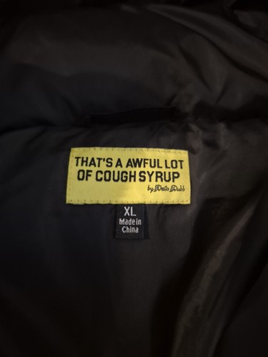 That’s A Awful Lot Of Cough Syrup Cropped Puffer Jacket Black XL | eBay UK