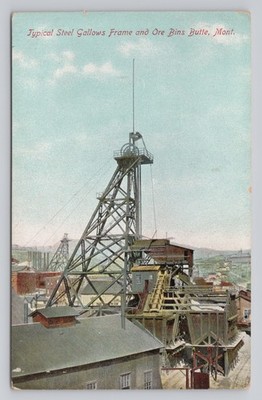 Typical Steel Gallows Frame and Ore Bins Butte Montana Postcard | eBay