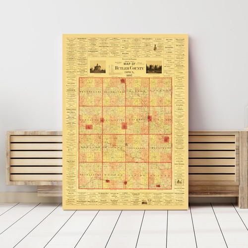 Old Map of Butler County, IA 1897 - Vintage Iowa Art | eBay