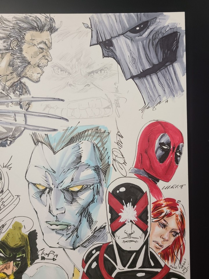 ORIGINAL ART JAM PAGE MULTI SKETCH 11 X 17 HERB TRIMPE BOB LAYTON MOORE ...