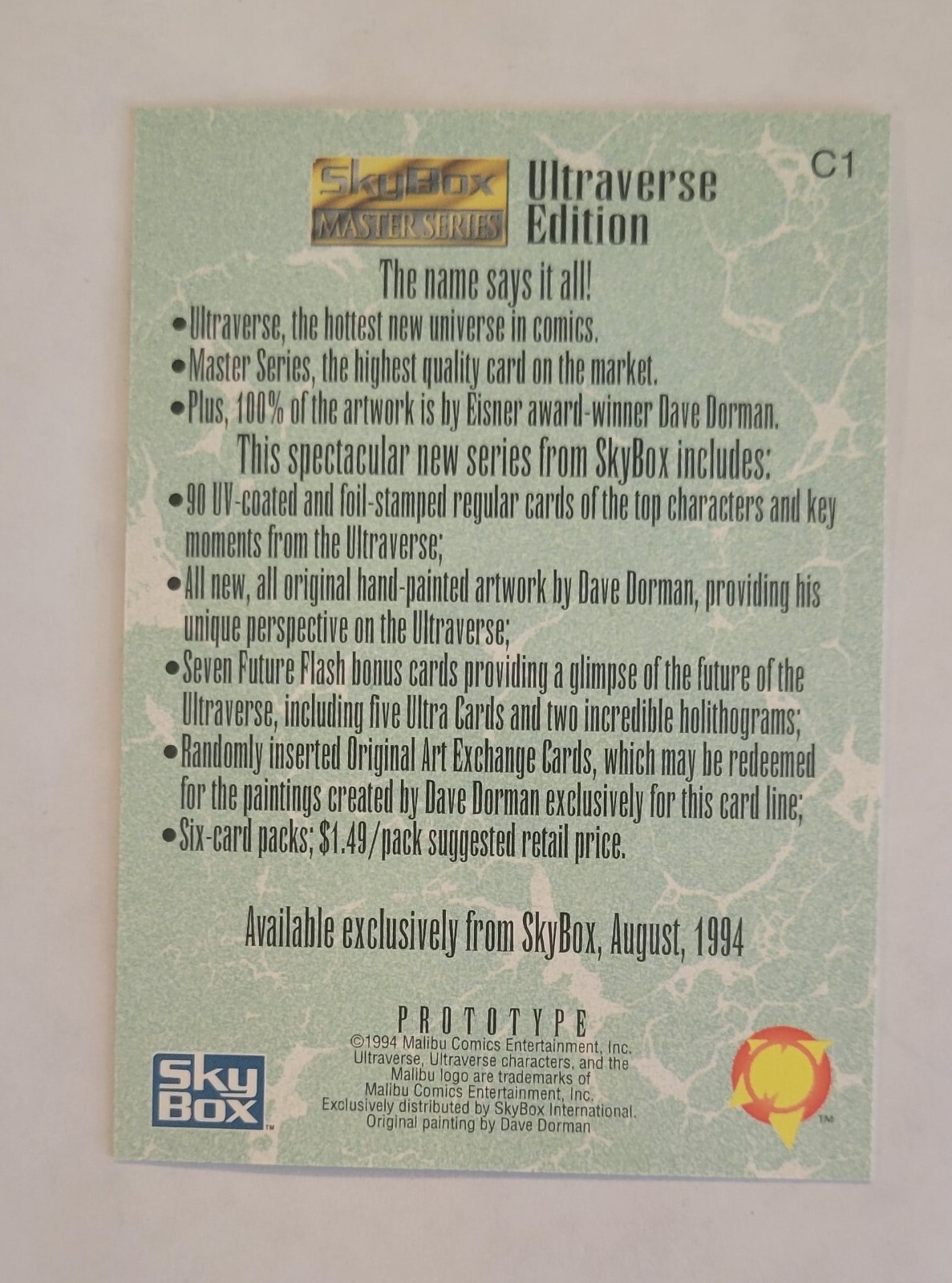 1994 SKYBOX ULTRAVERSE EDITON MASTER SERIES - Prototype Cards (You Pick ...