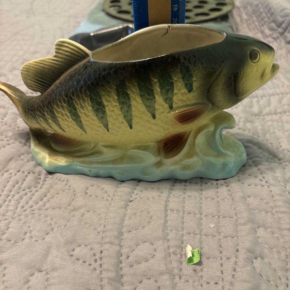 VTG Ruben Yellow Perch Painted Glazed Porcelain Japan Fish Planter 5129 ...