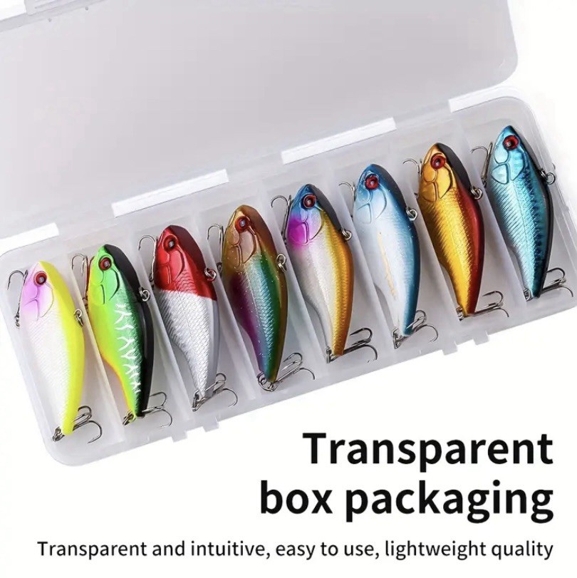 8-Piece Rattle Trap Style Lipless Crankbait Vib Fishing Lures with ...