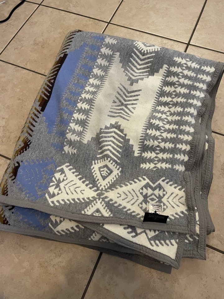 Pendleton Wool Blanket King Size Silver Bark Southwest BIG | eBay