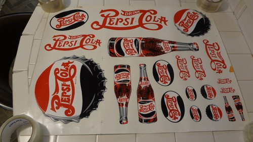 NOS 21 VINTAGE PEPSI COLA MULTIPLE STICKERS DECALS SIGN DOUBLE DOT LOGO ...