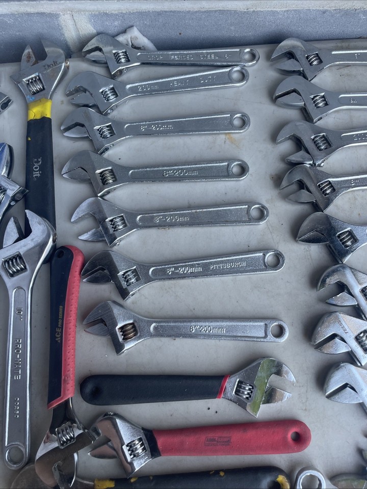 Lot of 46 Adjustable Wrenches Great Neck Toolsmith Workpro Sears And More | eBay