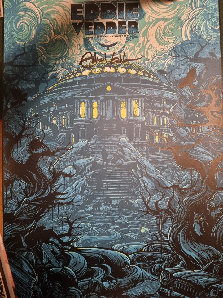 Eddie Vedder 2000 Autographed Print ROYAL ALBERT HALL EXCLUSIVE LE 61/ ...
