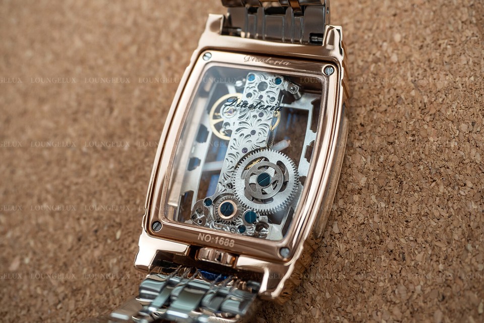 Mens Rose Gold Bridge Manual Mechanical Watch - Stainless Steel ...