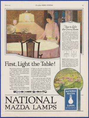 Vintage 1923 NATIONAL Mazda Lamps Light Bulbs Frederic Mizen Art 20's ...