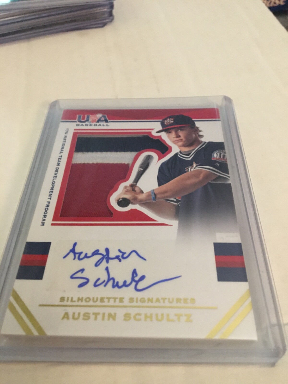 2017 Panini USA Baseball Stars & Stripes Patch Auto Austin Schultz 2/18 ...