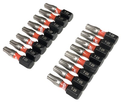 T20 T25 Torx 1 inch Milwaukee Shockwave Impact Duty 16 Bit Set Screw ...