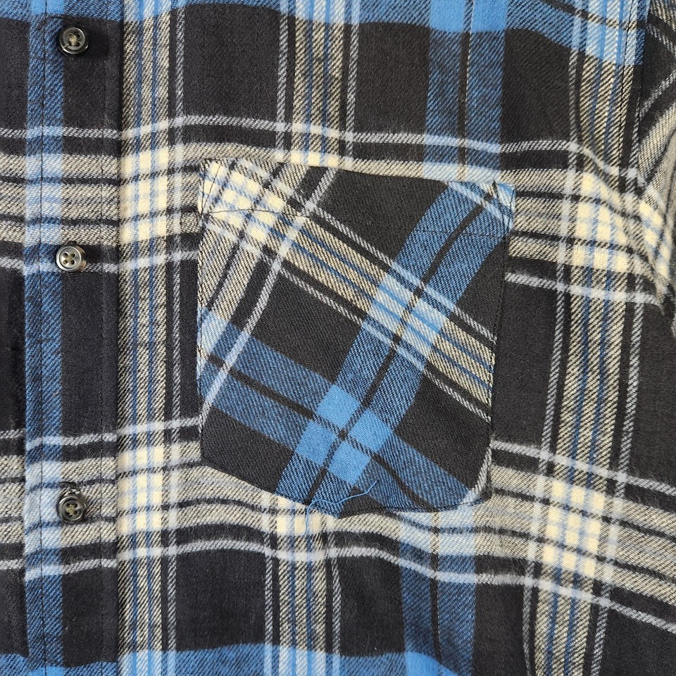 Jackson Hole Flannel Shirt XL Blue Black White Plaid Button Up 100% ...