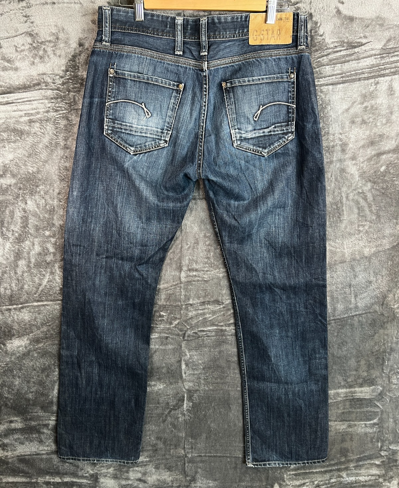 G-Star RAW 3301 Porter Straight Jeans 32x34 Blue Mid Wash Classic Denim ...