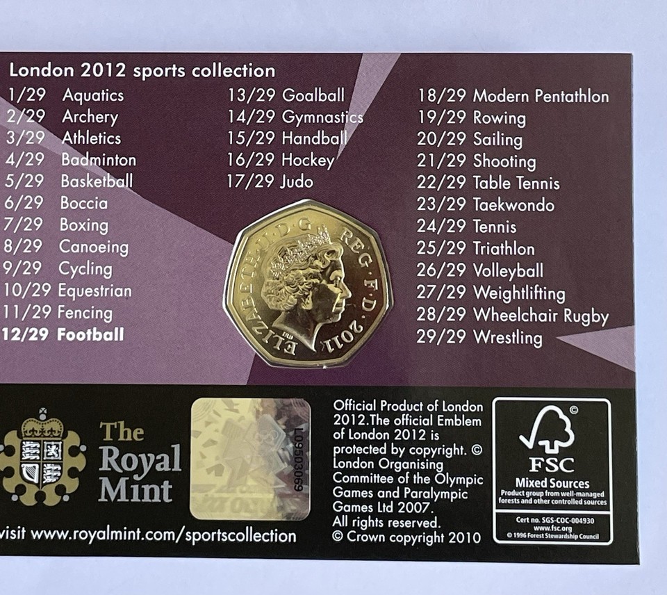 2011 Offside Rule Olympic Football 50p Fifty Pence Coin Uncirculated ...