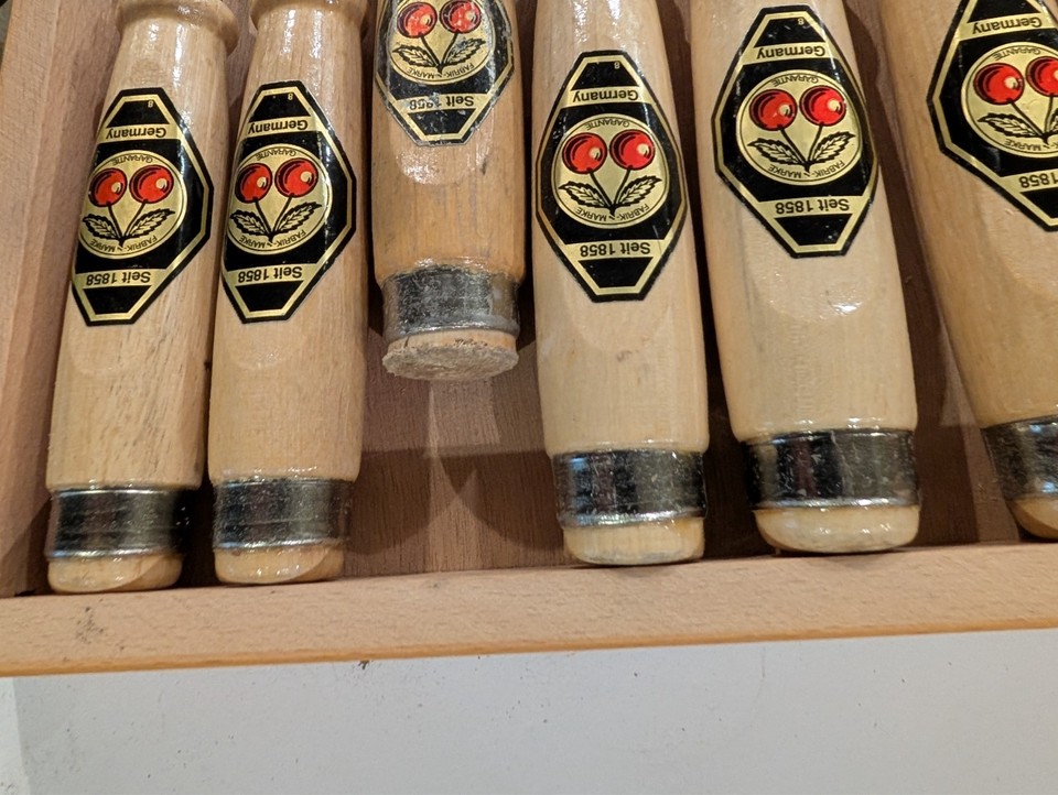 Kirschen Two Cherries 6pc. Bevel Edged Chisel Set in Wooden Box Made in ...