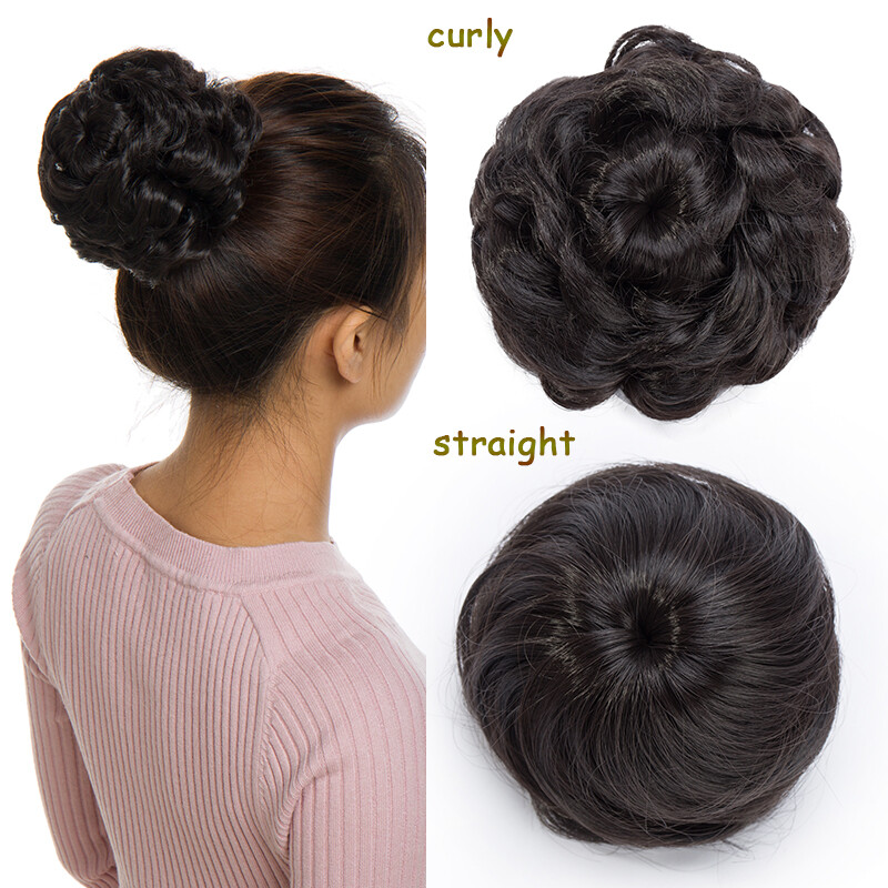 100 Natural As Human Fake Hair Drawstring Buns Clip On Bun Hair ...
