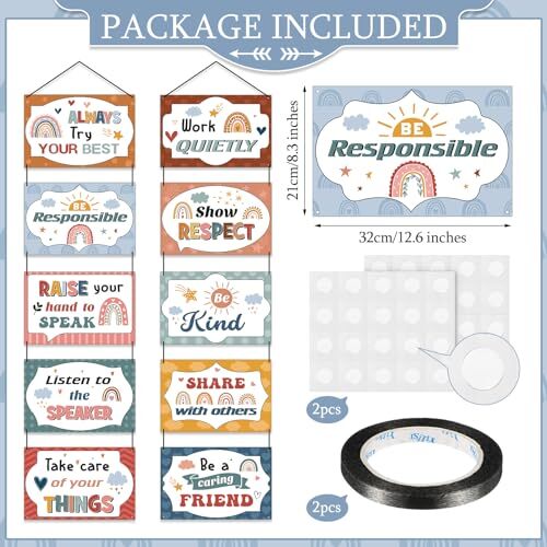 10 Pcs Classroom Rules Hanging Class Rules Posters for Classroom ...