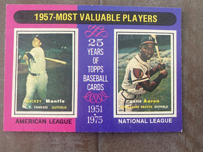 1975 Topps Baseball 1957 Most Valuable Players MVP #195 Mickey Mantle ...