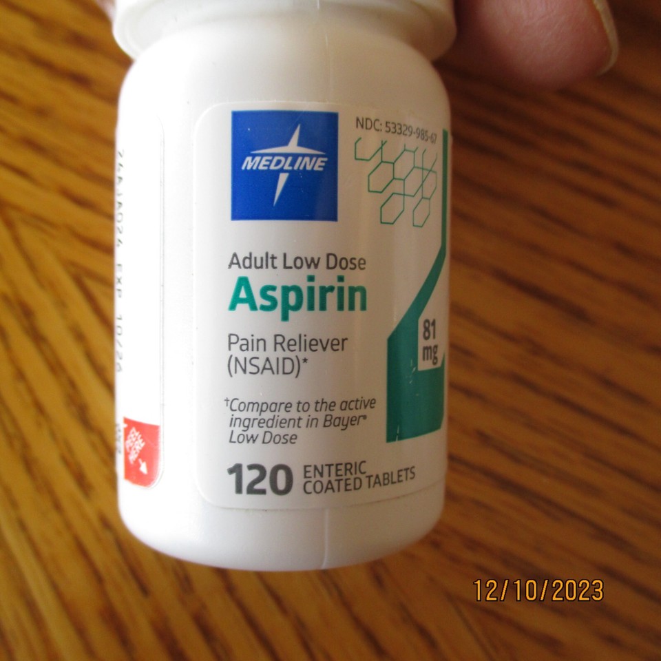Aspirin 120 Enteric Coated Tablets 81 MG Each EXPIRATION Date 03/2026 ...