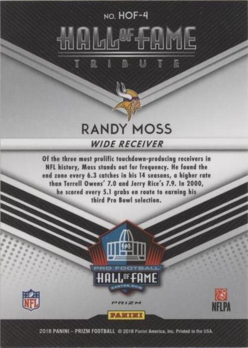 Las mejores ofertas en 2018 Panini Prizm Randy Moss #HOF-4 | eBay