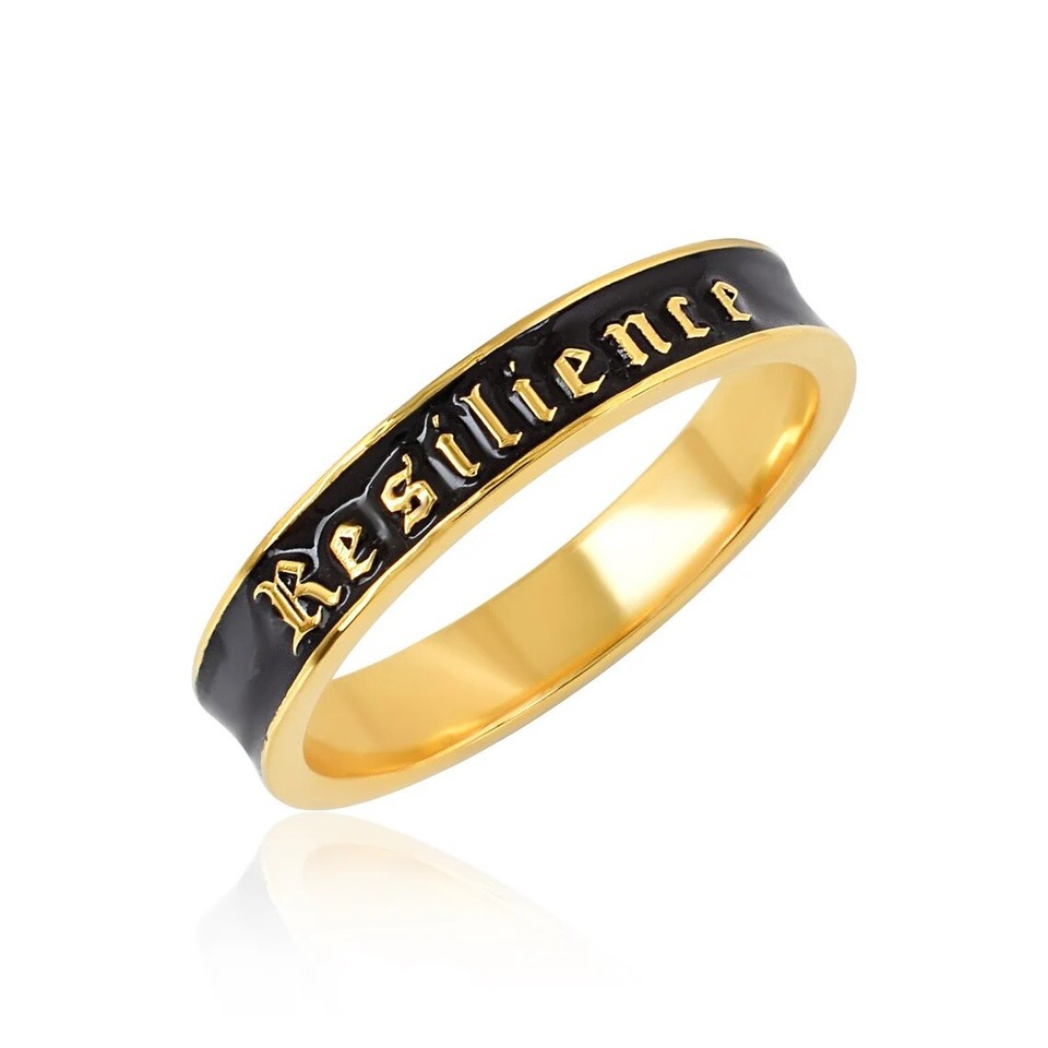 Personalized Enamel Band Ring - Resilience Ring - 4mm Wide Black Enamel Ring | eBay