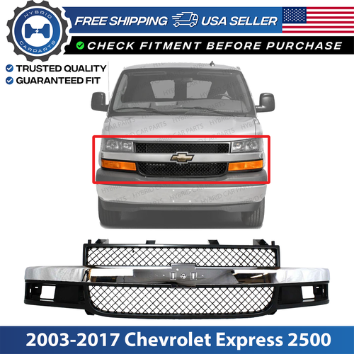 New Grille Gray Shell And Insert For 2003-2017 Chevrolet Express 2500 ...