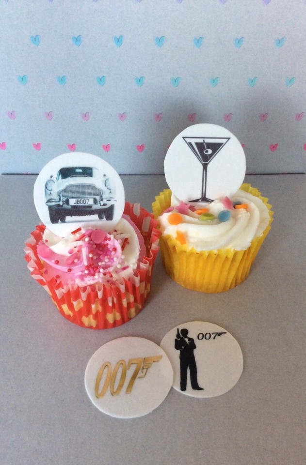 24 James Bond 007 Movie Film Cupcake fairy Cake Toppers Edible Rice ...