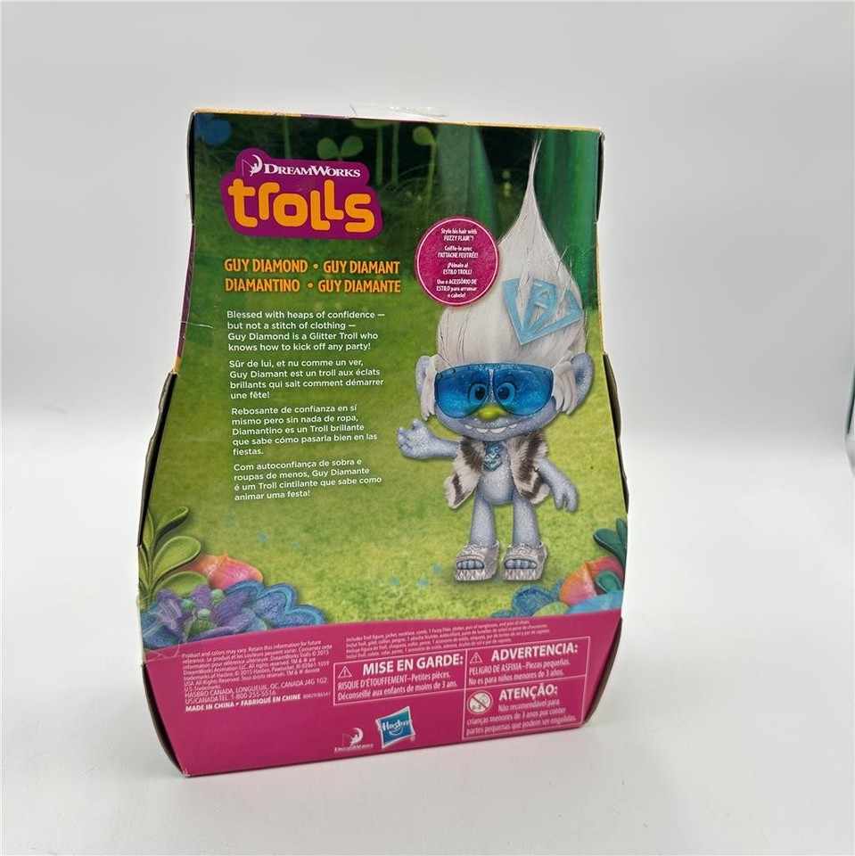 Hasbro Dream Works Trolls Guy Diamond Style His Hair w/ Fuzzy Flair New ...