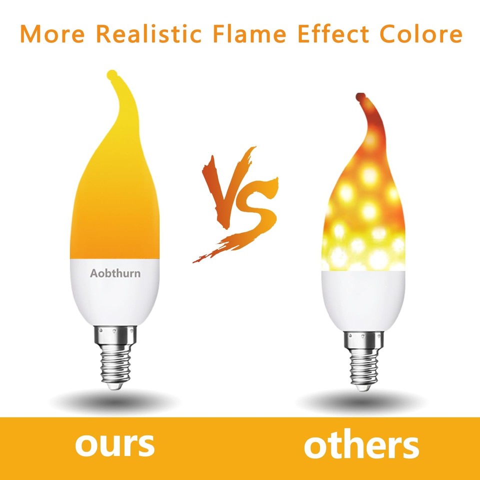 Flickering Light Bulbs, 3 Modes LED Flicker Effect Light Bulb, E12 Base ...