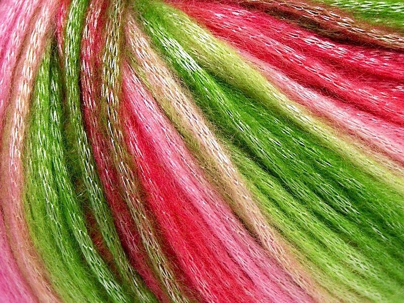 Ice PICASSO Yarn #66606 GREEN & PINK SHADES Soft BRIGHT COLOR Self ...