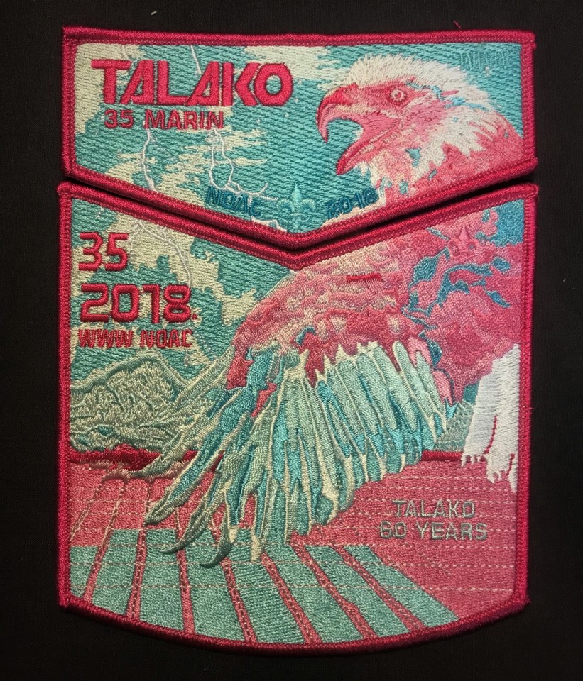 TALAKO OA LODGE 533 BSA 2022 MARIN 60th NOAC 2018 CONTINGENT 2-PATCH ...