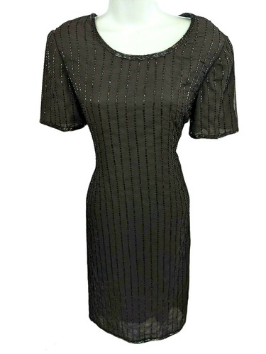 JMD Vintage Beaded Black Chiffon Dress Size S | eBay