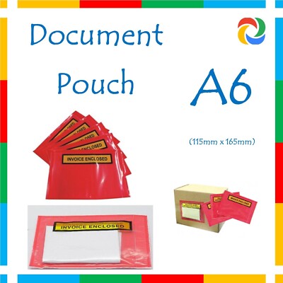 (200x) 115 x 165mm A6 Document Pouch Adhesive 'INVOICE ENCLOSED ...