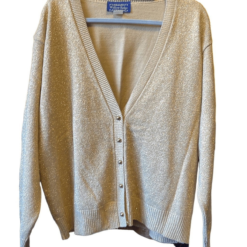 Vintage Willow Ridge metallic gold cardigan 2x - Gem