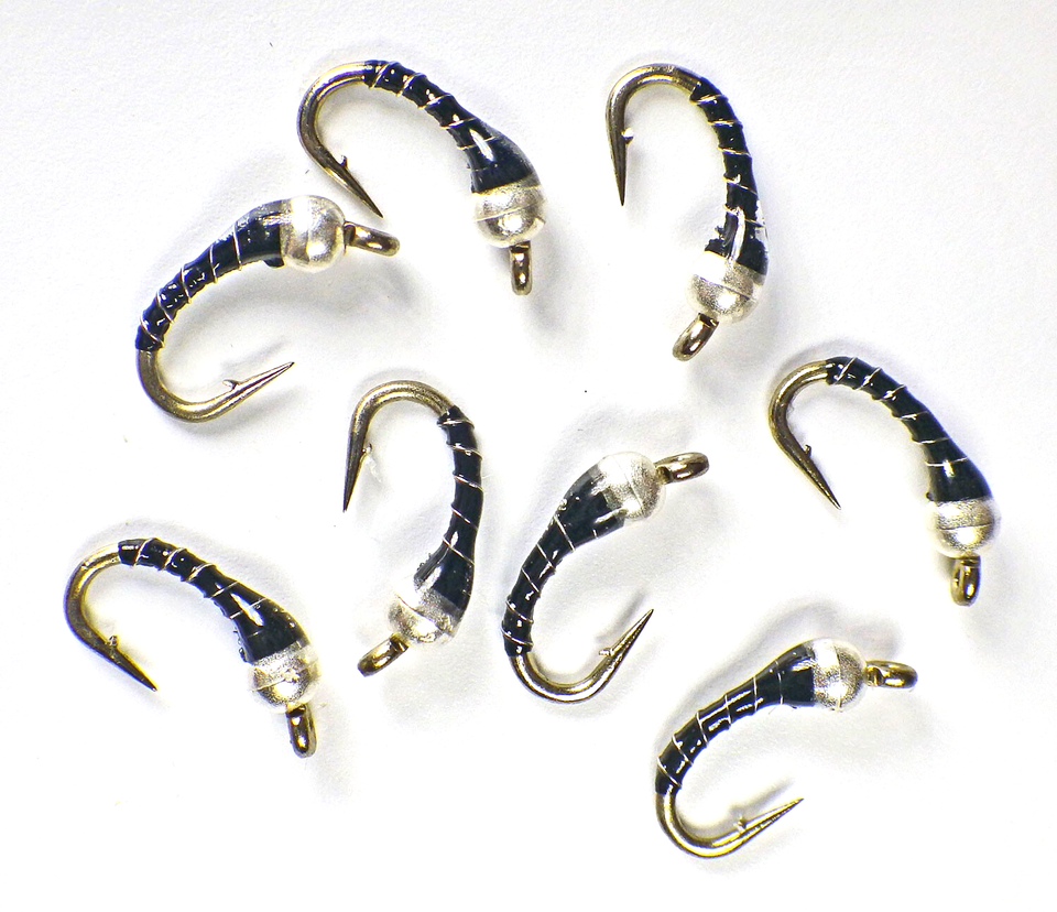 Zebra Midge Tungsten Nymphs Silver Black - Premium Trout Fly Fishing ...