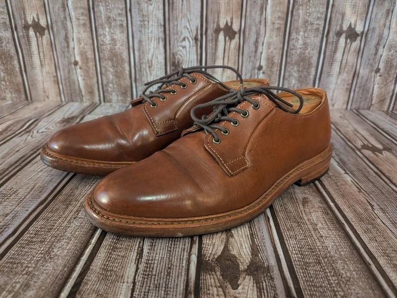 Sz 8.5 D Allen Edmonds Stewart Mens Brown Leather Plain Toe Derby Shoes ...