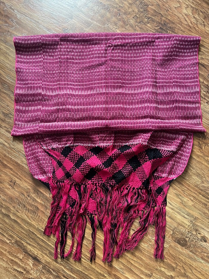 Rebozo shawl from Mexico, pink hand dyed, loom woven, 2m long with ...