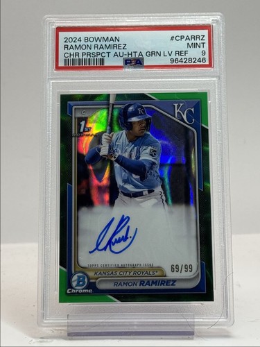 RAMON RAMIREZ 2024 BOWMAN CHROME 1ST GREEN LAVA ROYALS AUTO /99 PSA 9 ...