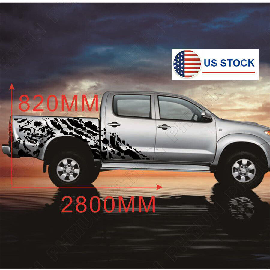 2x Car Truck Side Vinyl Sticker 4X4 Off Road Pickup Decal Skull ...